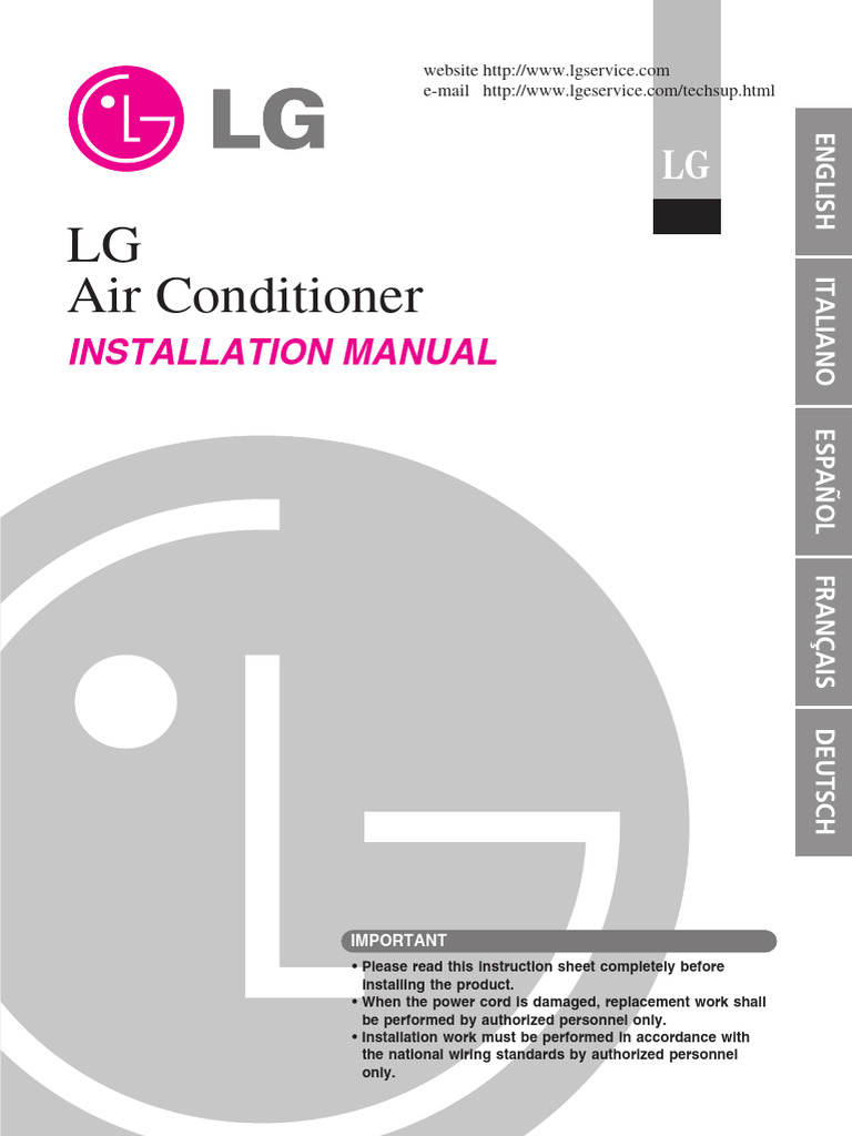 LG Air Conditioner Installation Manual | PDF | Pipe (Fluid Conveyance ...