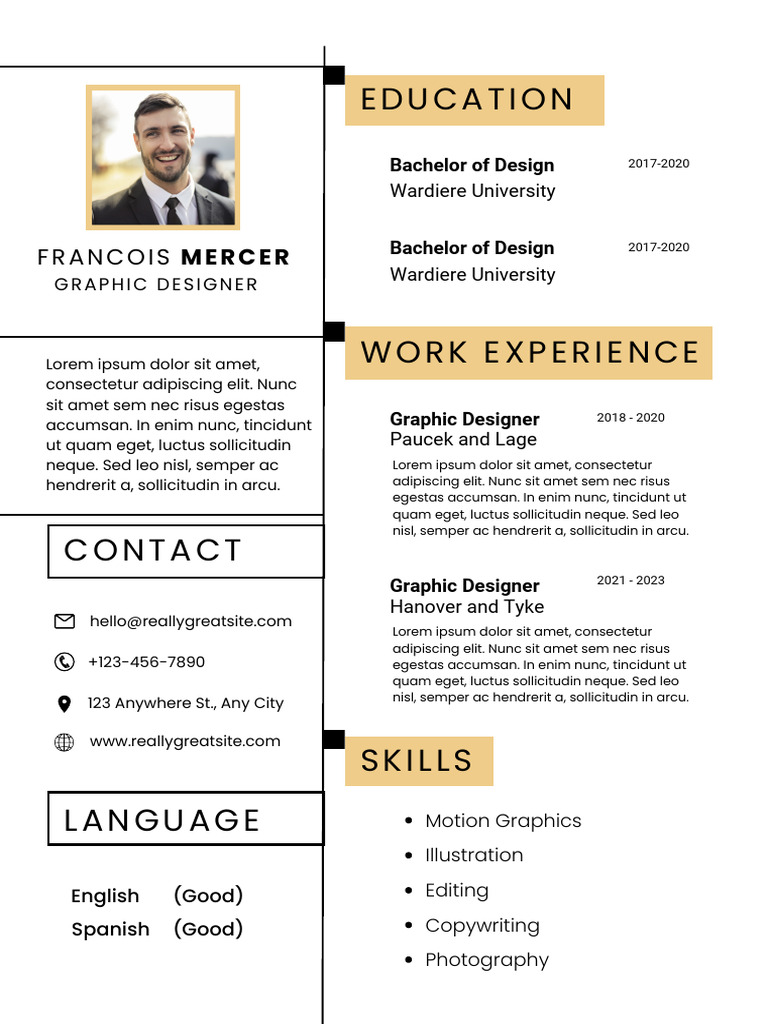 Black and Yellow Resume CV - 20250809 - 134311 - 0000 | PDF