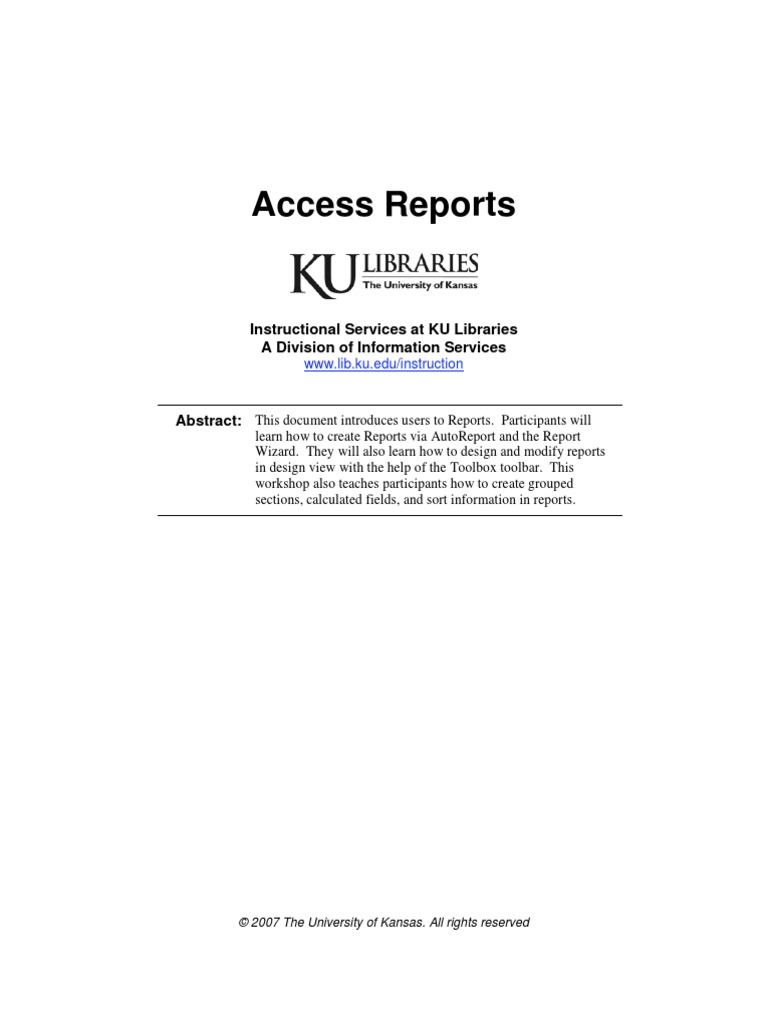 Access XP Reports | PDF | Visual Basic For Applications | Microsoft Access