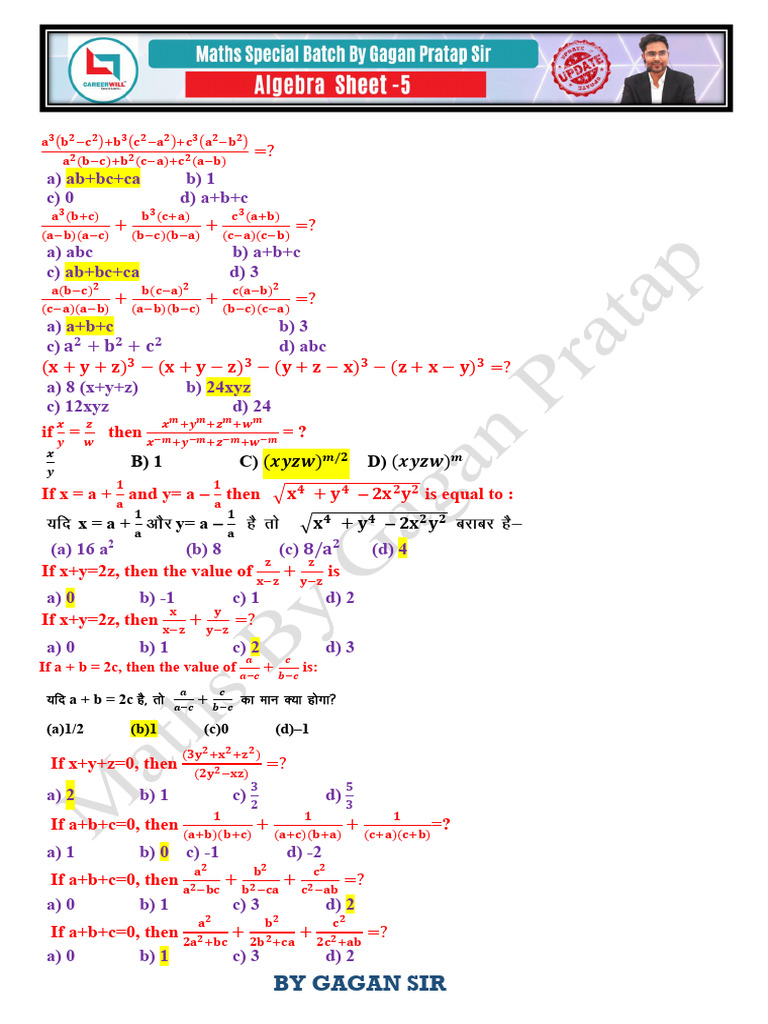 Algebra Sheet-5 310041 Crwill | PDF | Chess Theory | Chess