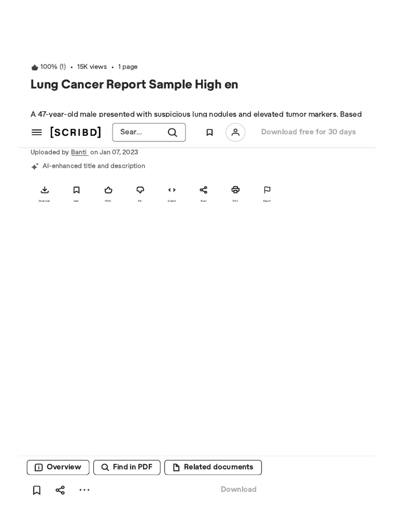 Lung Cancer Report Sample High en - PDF - Lung Cancer - Non Small Cell Lung Carcinoma | PDF ...