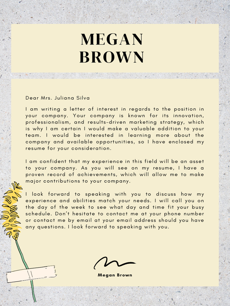 Brown Cover Letter for Job Inquiry | PDF
