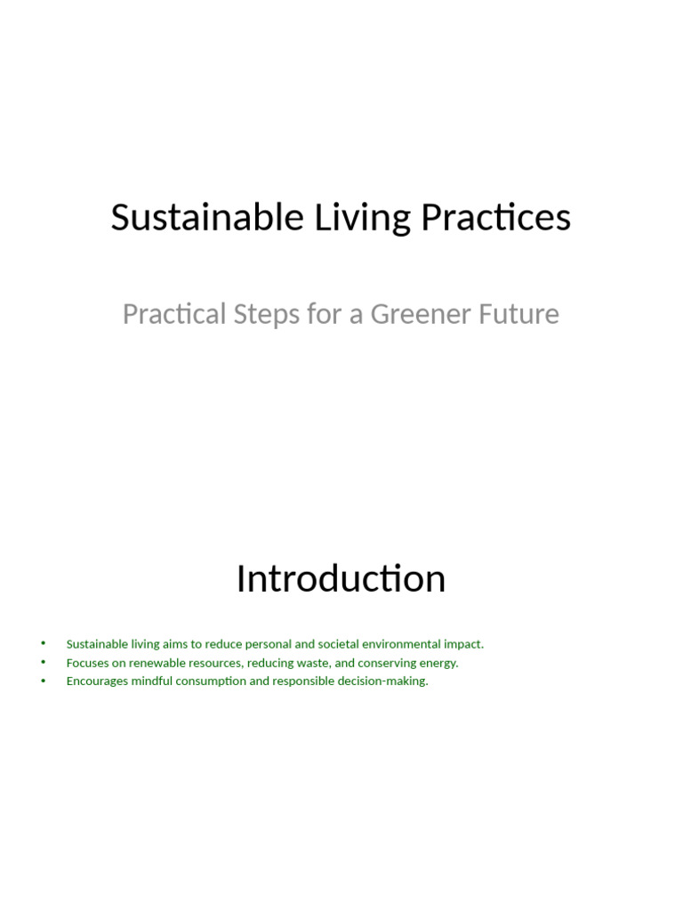 Sustainable Living Practices | PDF