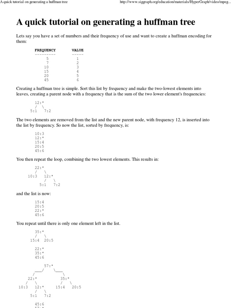 A Quick Tutorial On Generating A Huffman Tree Pdf Code Algorithms And Data Structures 
