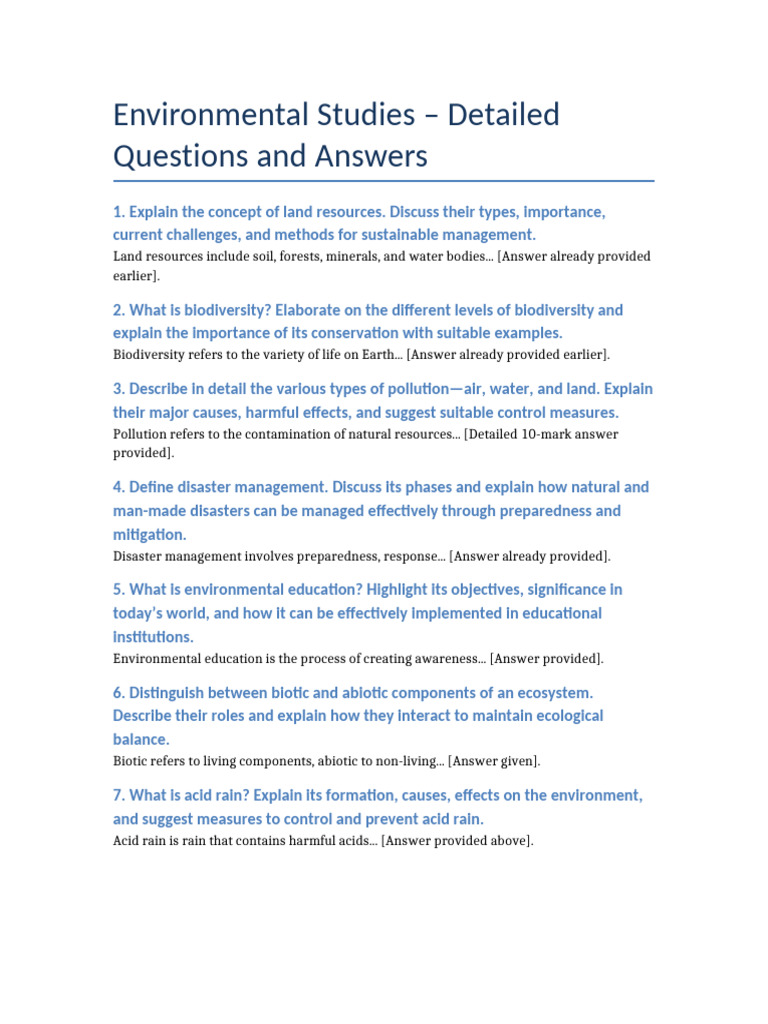 Comprehensive Guide to Environmental Studies | PDF | Ecosystem ...