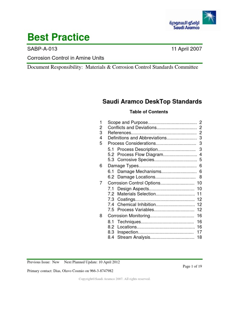 Best Practice: Saudi Aramco Desktop Standards | PDF | Stainless Steel | Corrosion