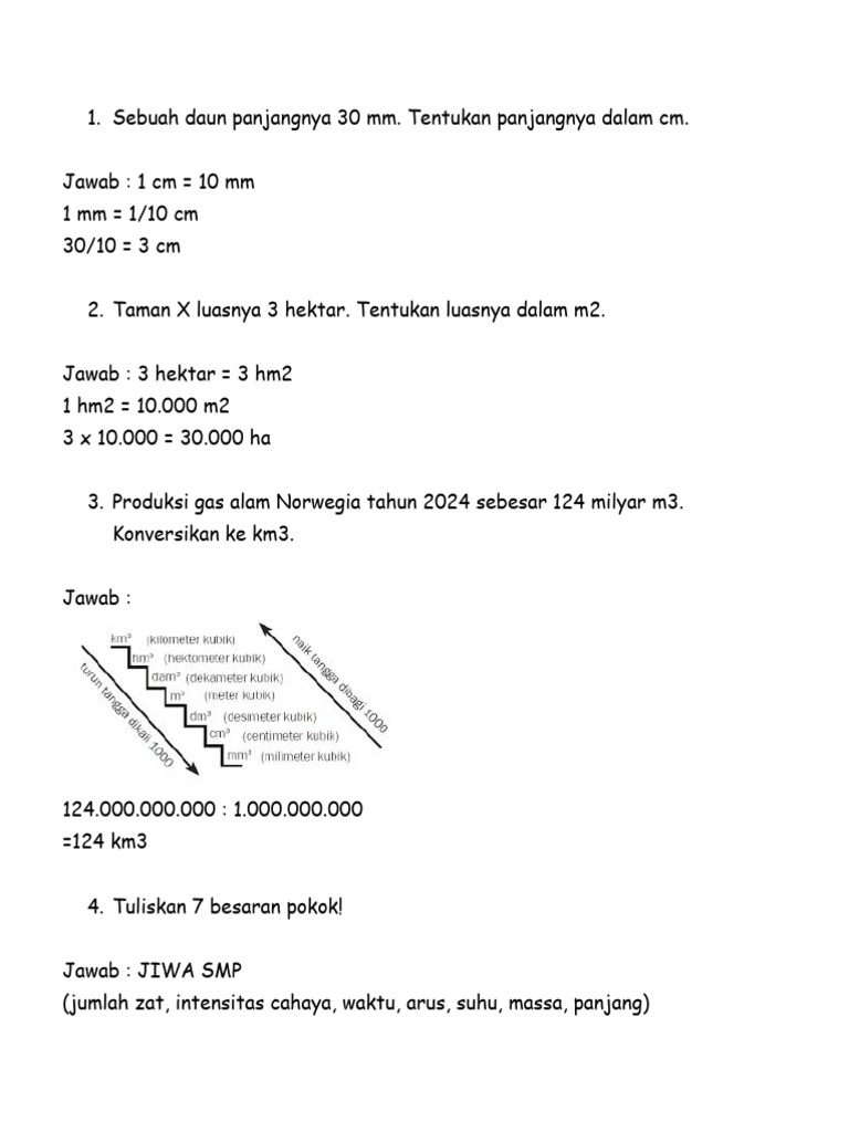 Latihan Soal Besaran Satuan OSN IPA SMP | PDF