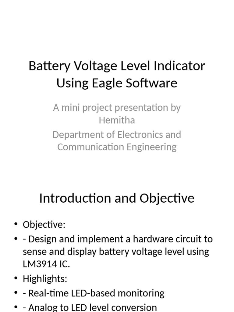 Battery Voltage Level Indicator Presentation | PDF