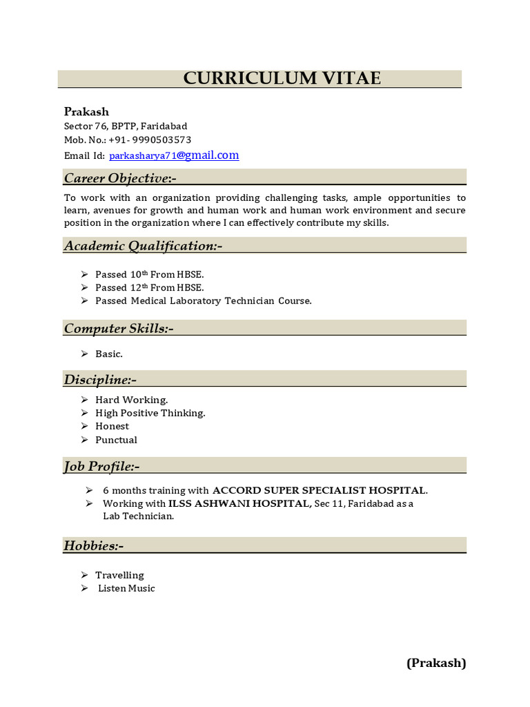 Resume Prakash | PDF
