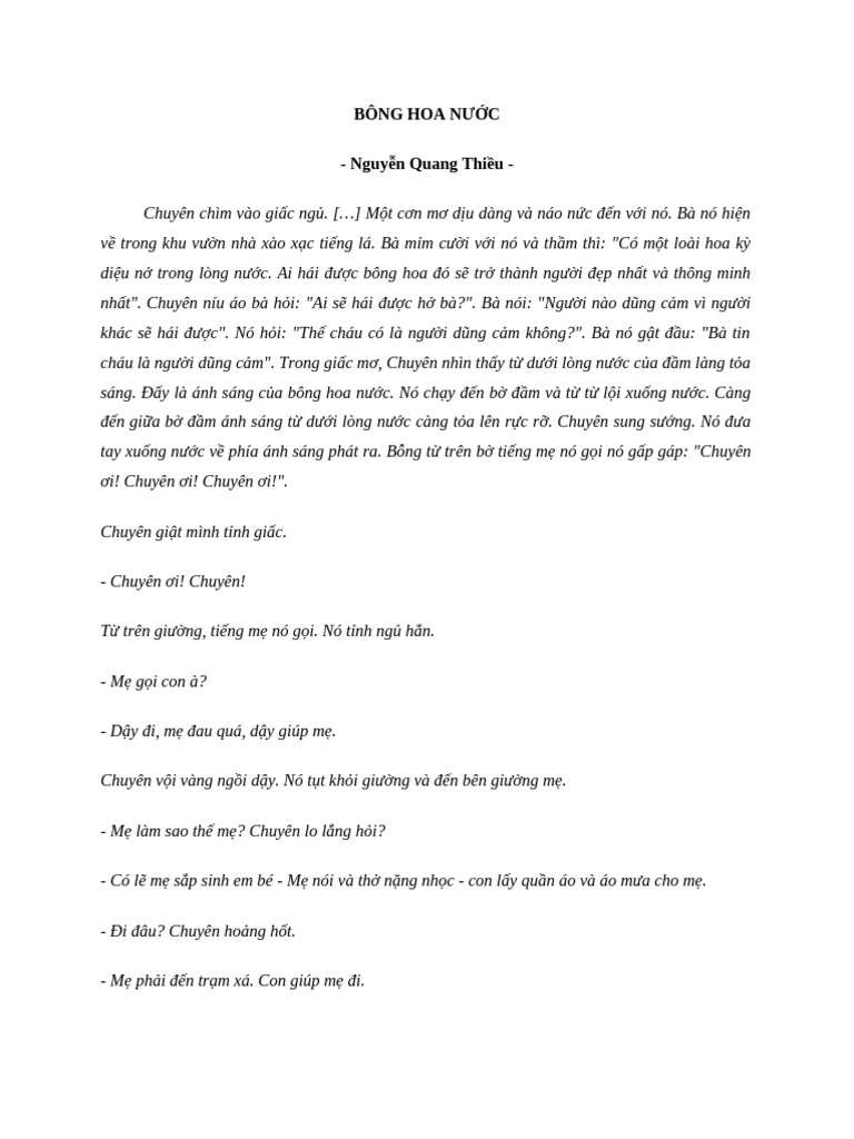 BÔNG HOA NƯỚC- NGUYEN QUANG THIEU | PDF