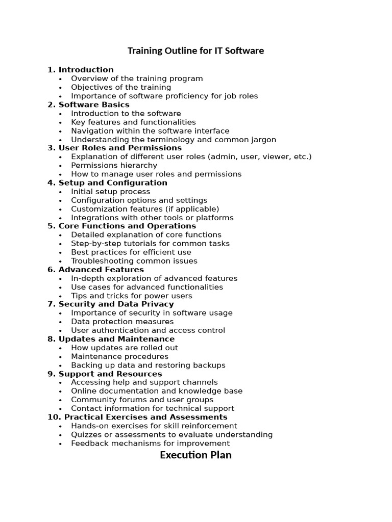 Training Outline For IT Software | PDF | Educational Technology ...