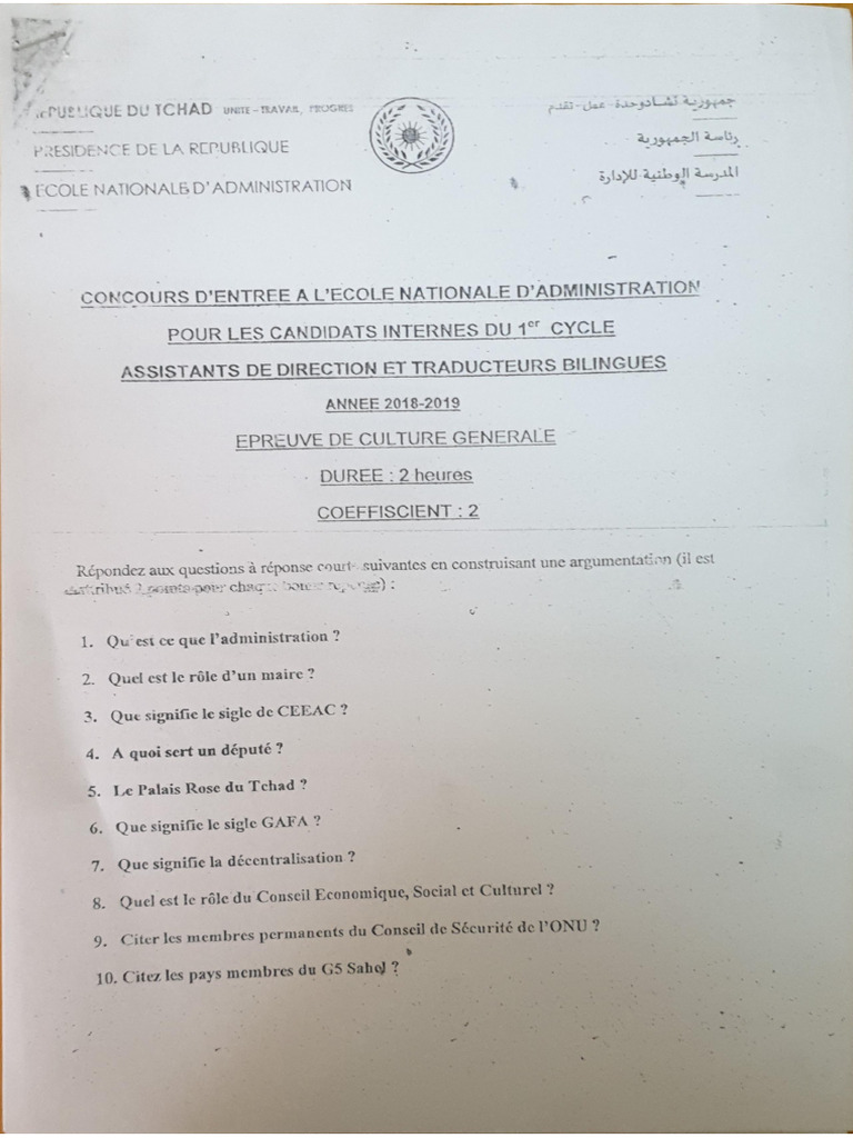 Ancien Sujet Concours ENA | PDF