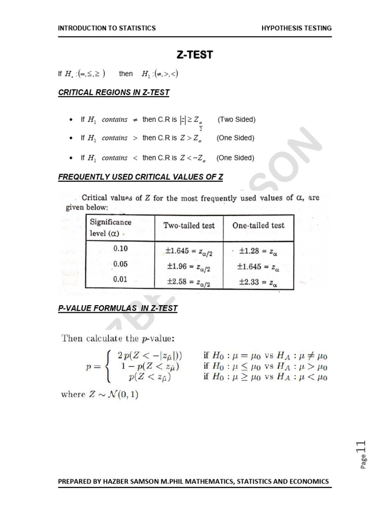 Z Test | PDF