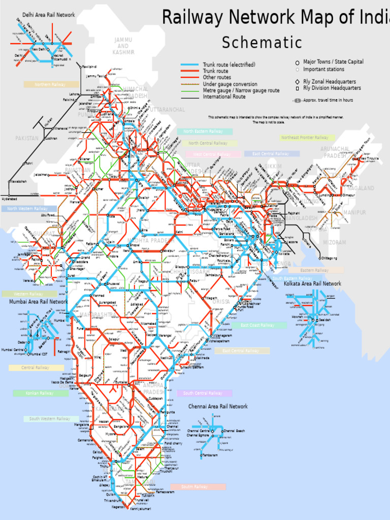 Railway Network Map of India - Schematic | PDF | Rail Transport
