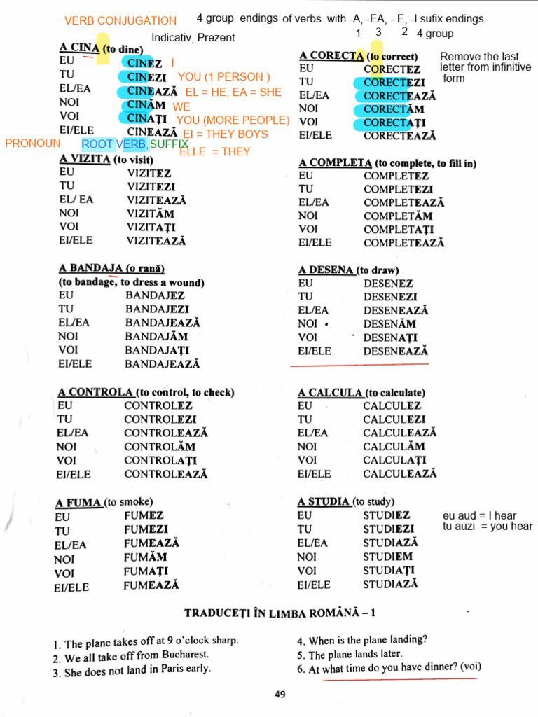 Romanian Verb Conjugation Guide | PDF | Grammatical Gender | Verb