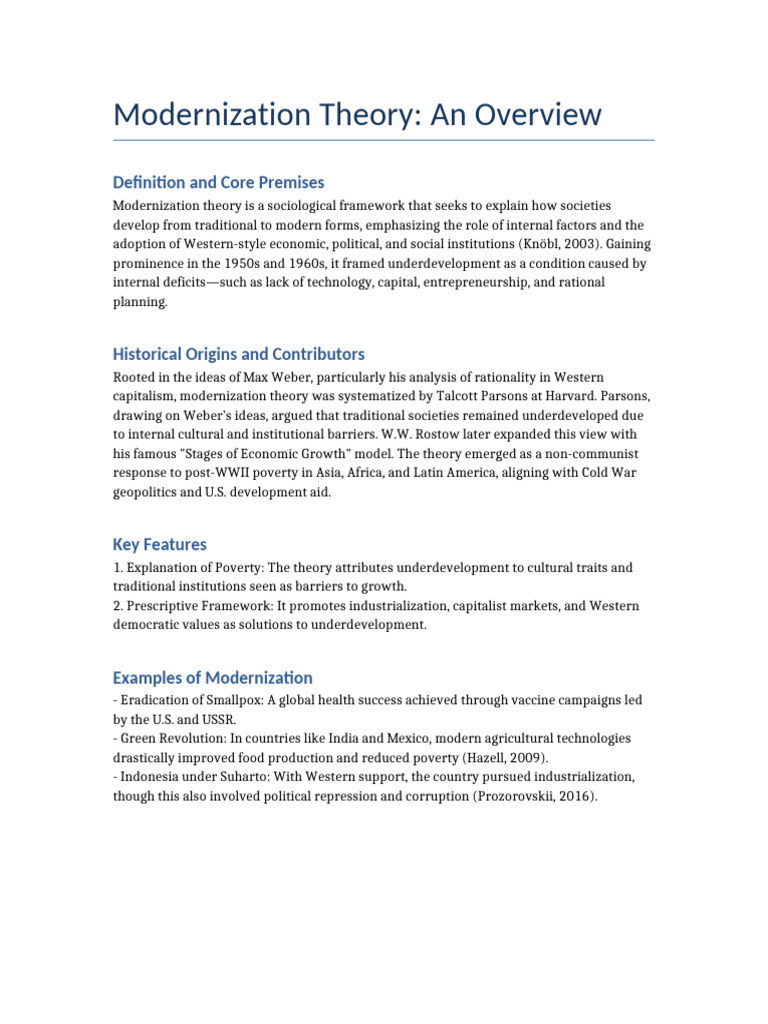 Modernization Theory Condensed | PDF | Modernization Theory | Political ...