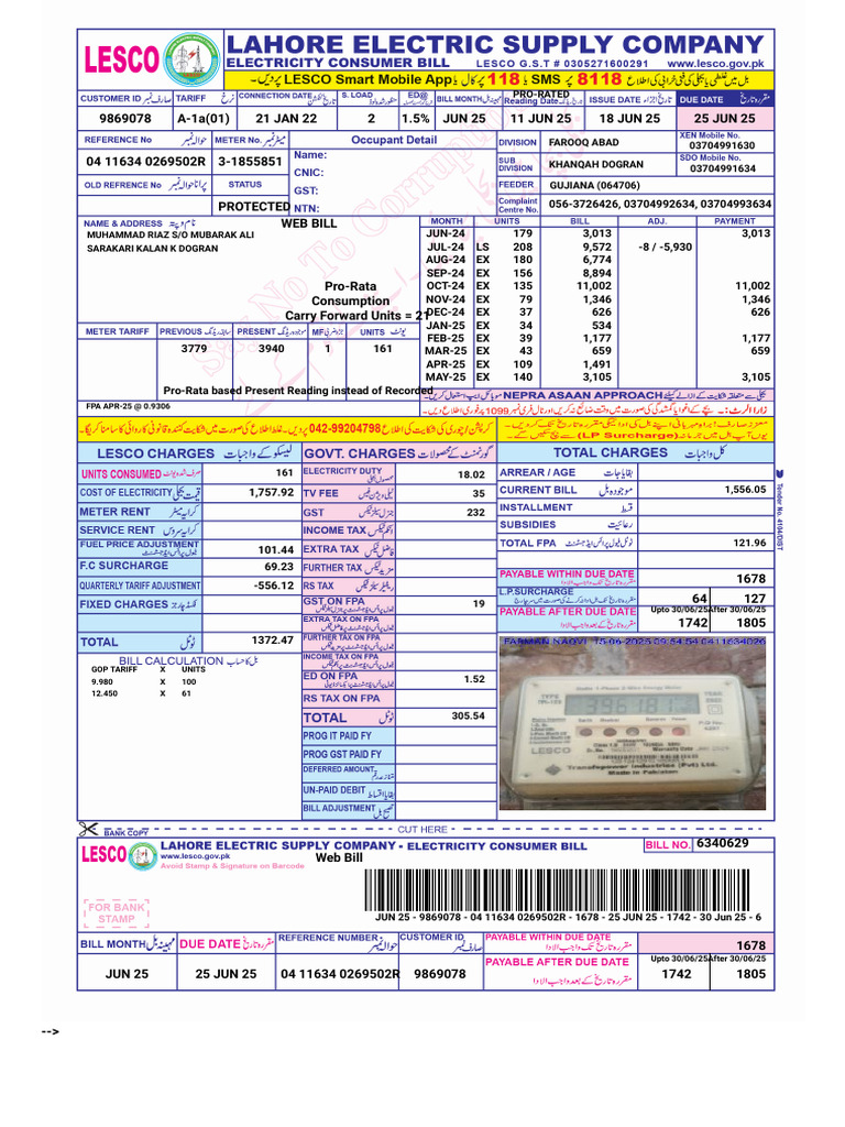 Pro-Rata Web Bill Summary for June 2025 | PDF