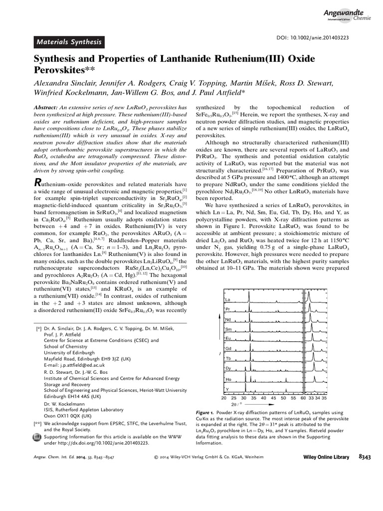 Angew Chem Int Ed - 2014 - Sinclair | PDF | Atoms | Chemical Elements