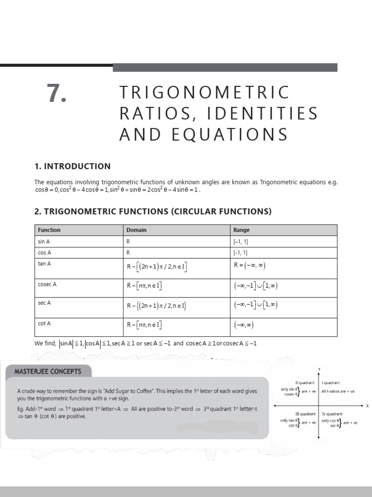Trigonometric Ratios and Identities Guide | PDF | Trigonometric ...