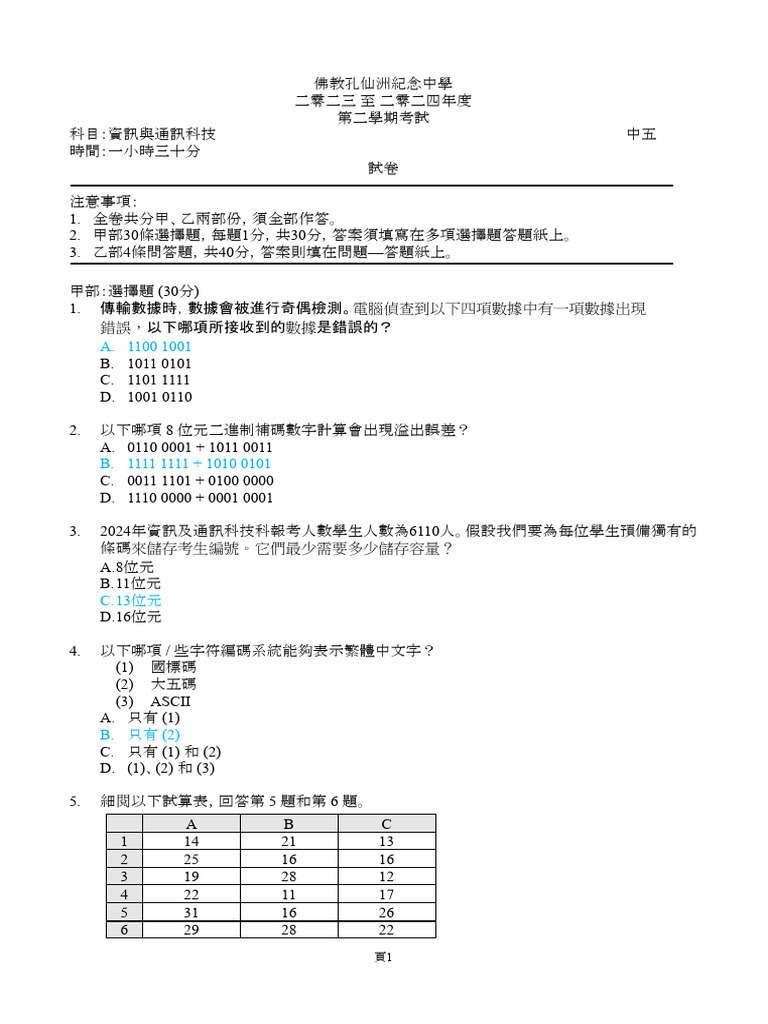 ICT S5 Exam (2023-2024) Term 2 Exam | PDF