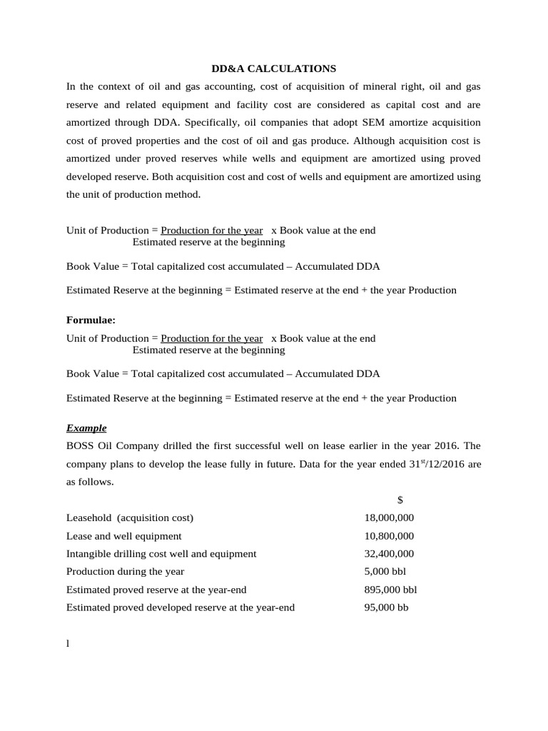 DDA Calculations in Oil & Gas Accounting | PDF | Book Value | Financial ...
