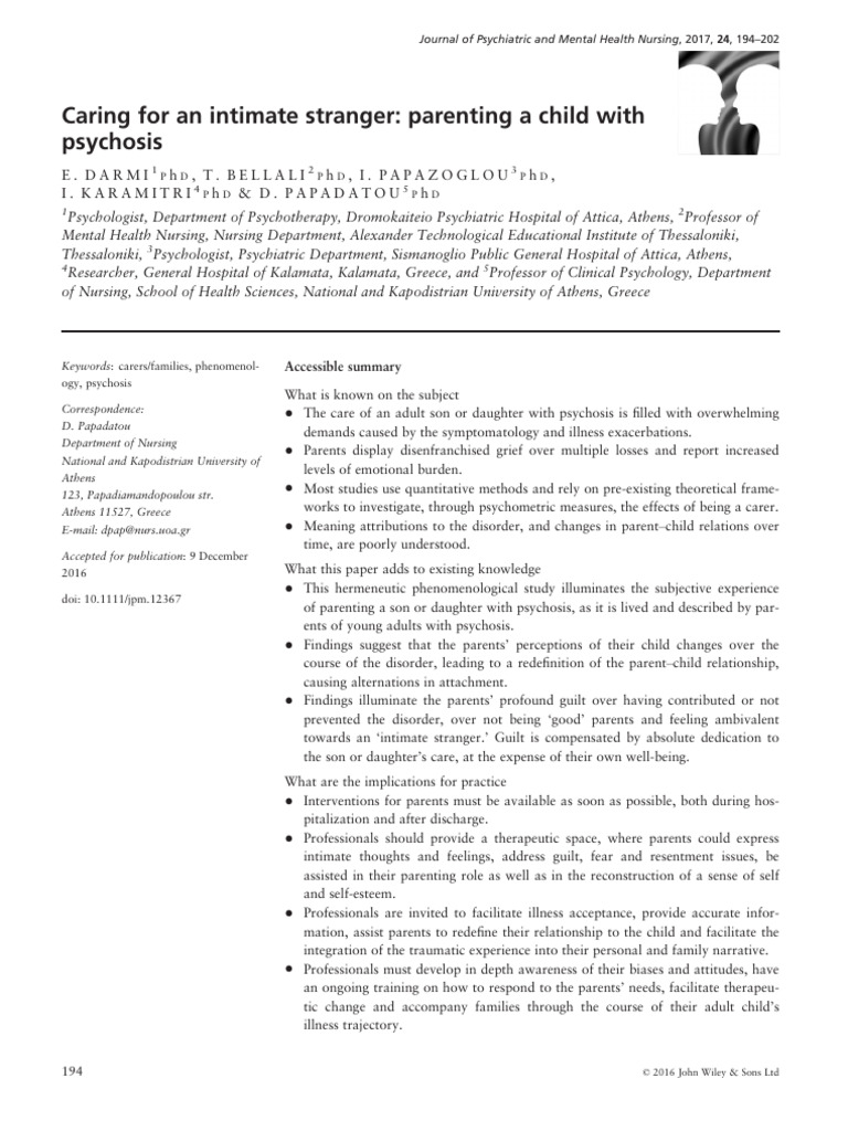 Psychiatric Ment Health Nurs - 2016 - Darmi - Caring For An Intimate ...