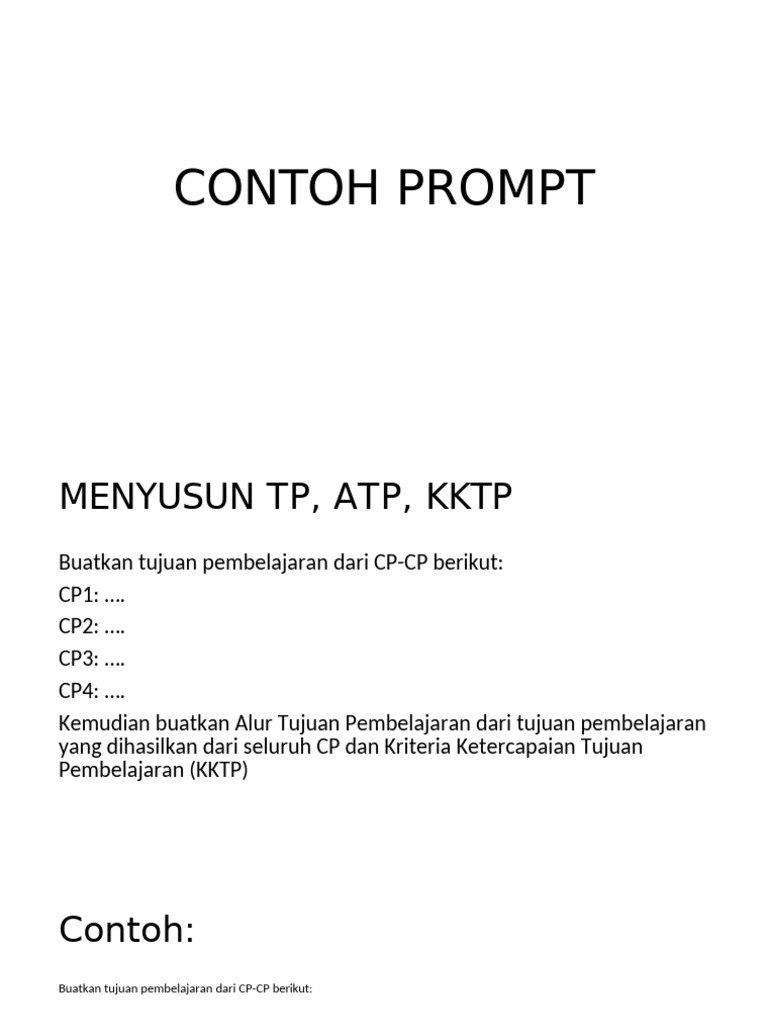 Contoh Prompt untuk Tujuan Pembelajaran | PDF