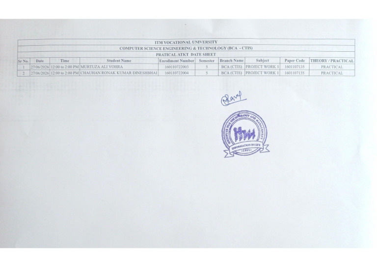 At-Kt 5th Bca Date Sheet | PDF