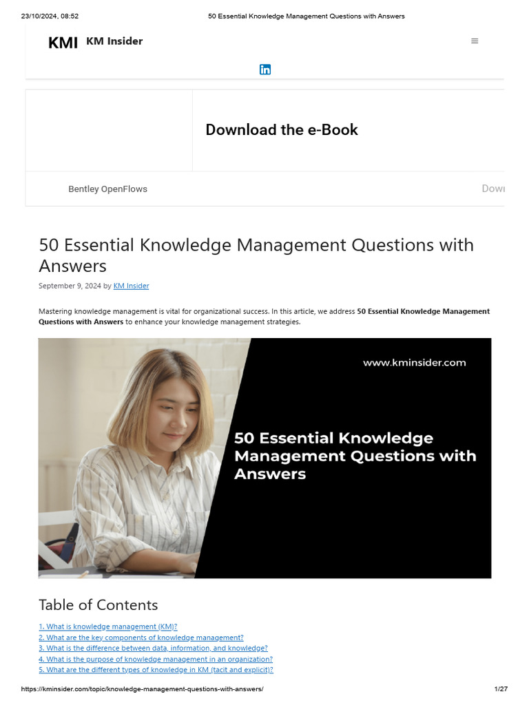 Essential KM Questions and Answers | PDF | Knowledge Management ...