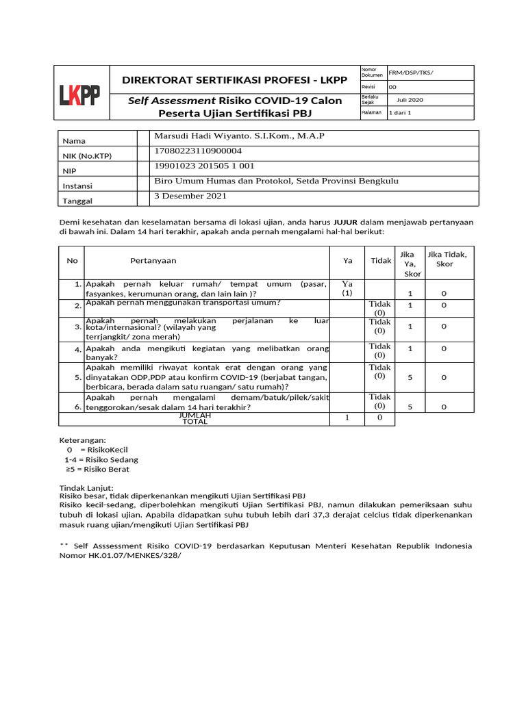 Form Self Assesment | PDF