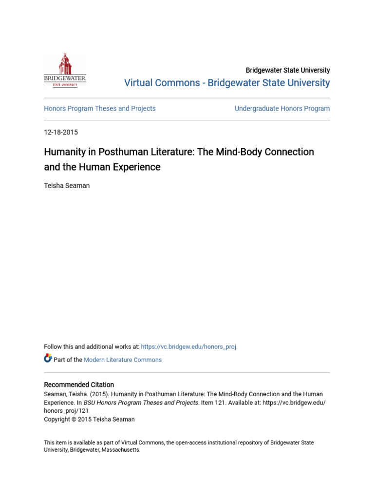 Posthuman Literature: Mind-Body Connection | PDF | Consciousness ...