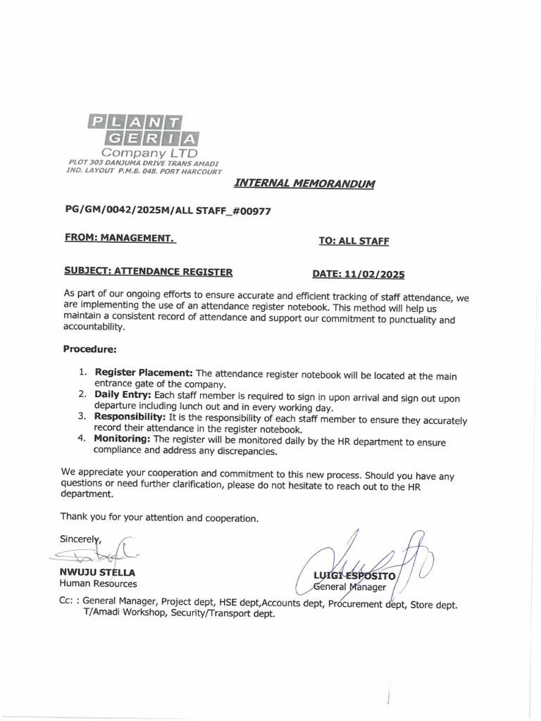 Attendance Memo - 1739376756736 | PDF