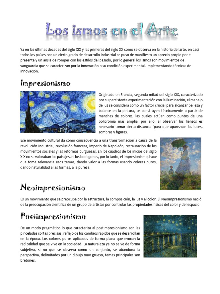 Los Ismos en El Arte | PDF | Vanguardia | Cubismo