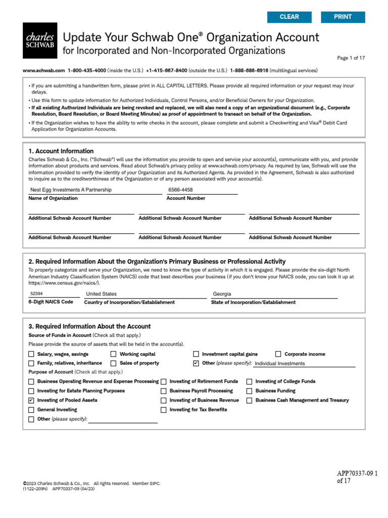 Update Schwab One Account for Organizations | PDF | Employment ...