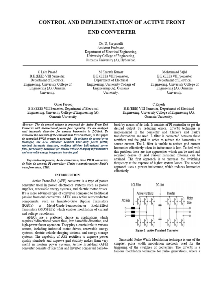 Active Front End Converter Control Techniques | PDF | Power Inverter | Power Electronics