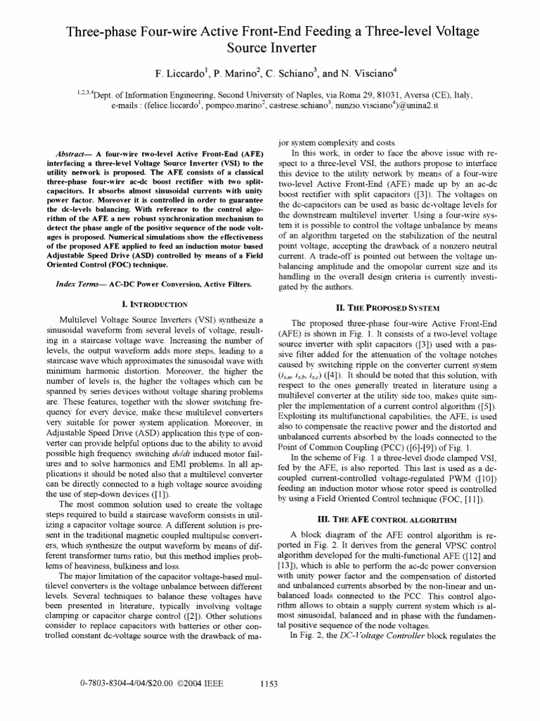 Three-Phase AFE for Voltage Source Inverter | PDF | Power Inverter ...