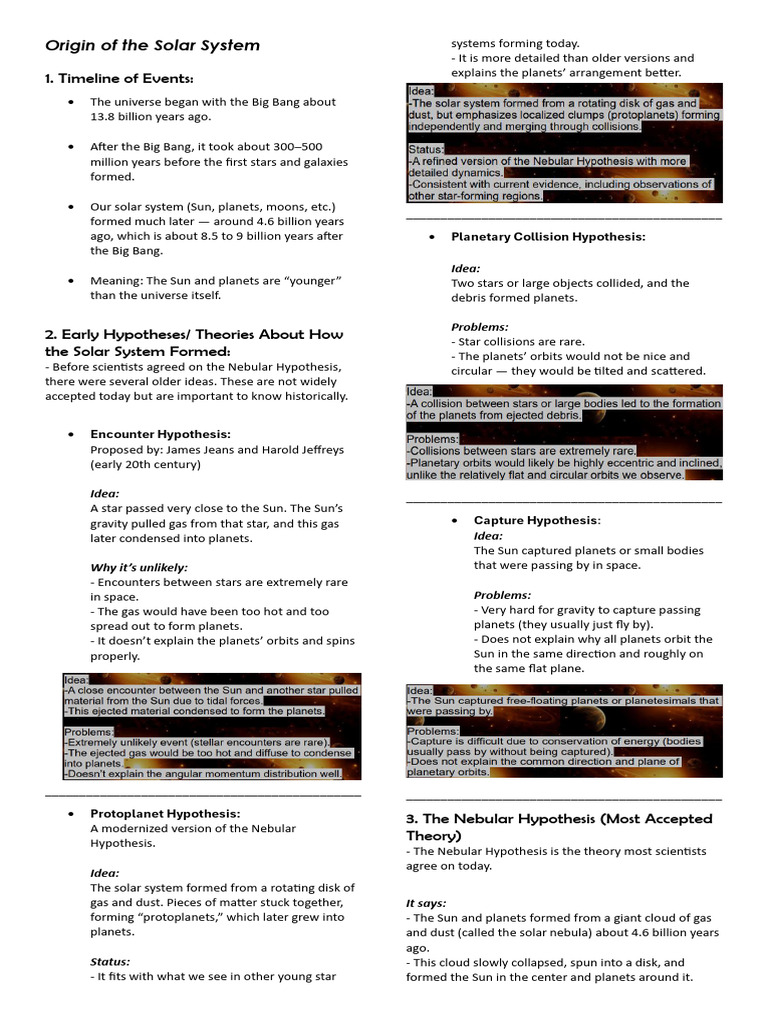 Theories on Solar System Origin | PDF | Planets | Solar System