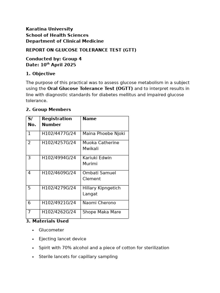 OGTT Report: Normal Glucose Tolerance | PDF | Endocrine Diseases ...