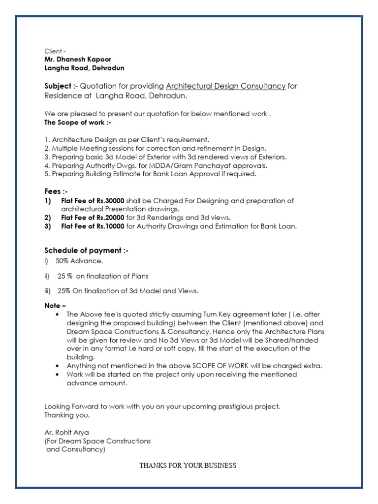 Revised Design Fee Quotation 06.10.2023 | PDF