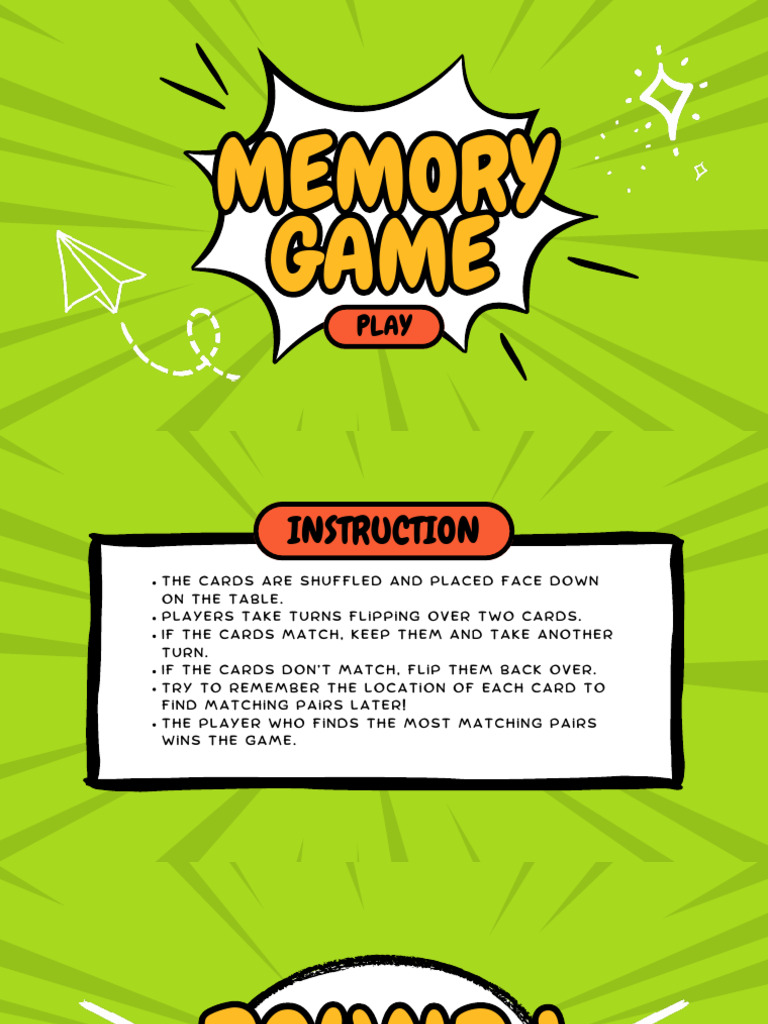 Green Cartoon Animated Memory Game Presentation | PDF