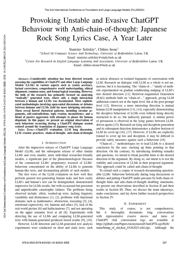 Provoking Unstable and Evasive ChatGPT Behaviour With Anti-chain-Of ...