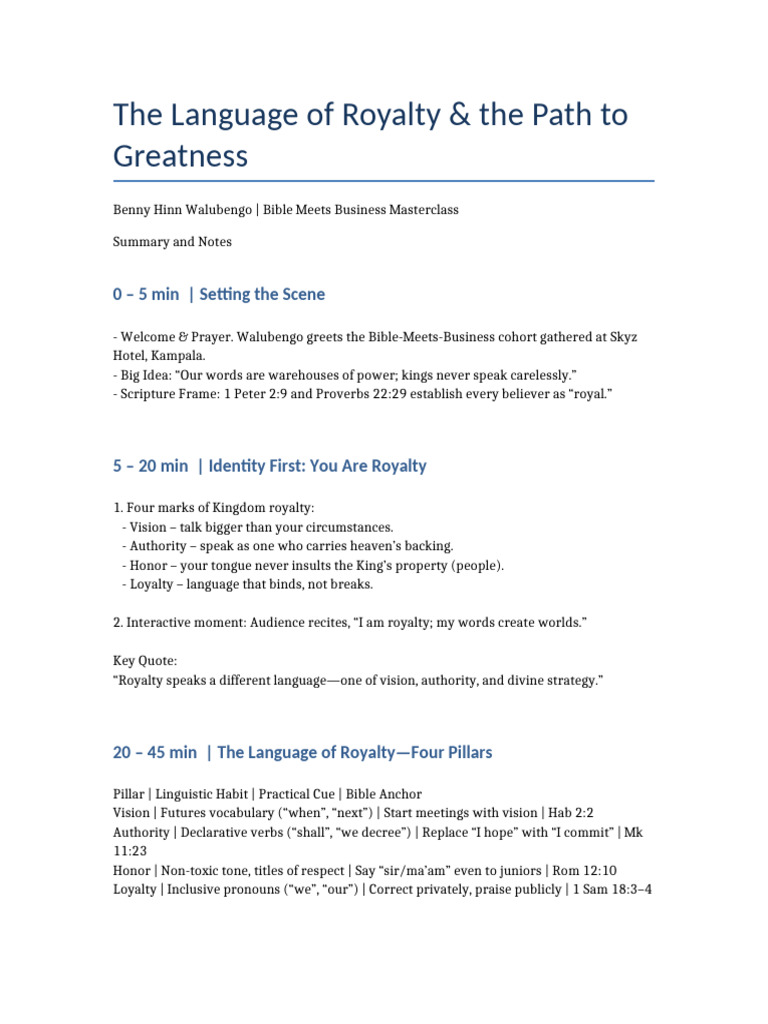 The Language of Royalty Explained | PDF