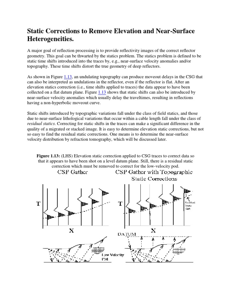Static Corrections To Remove Elevation and Near | PDF | Reflection ...