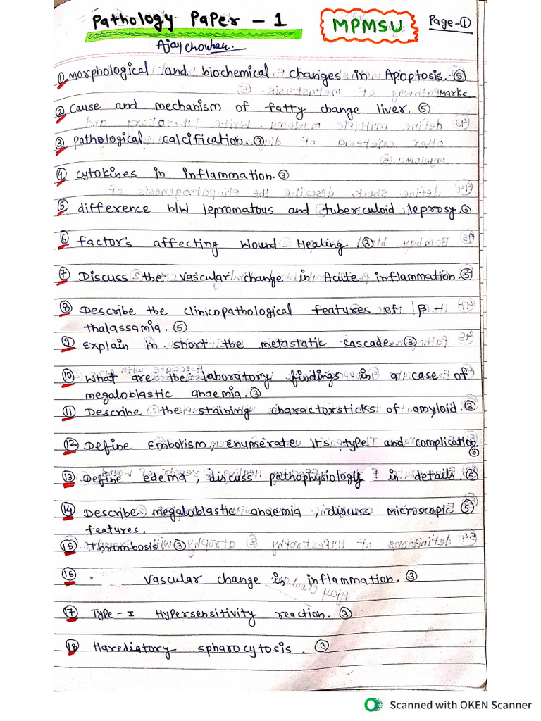 MPMSU Pathology Paper-1 (New) | PDF