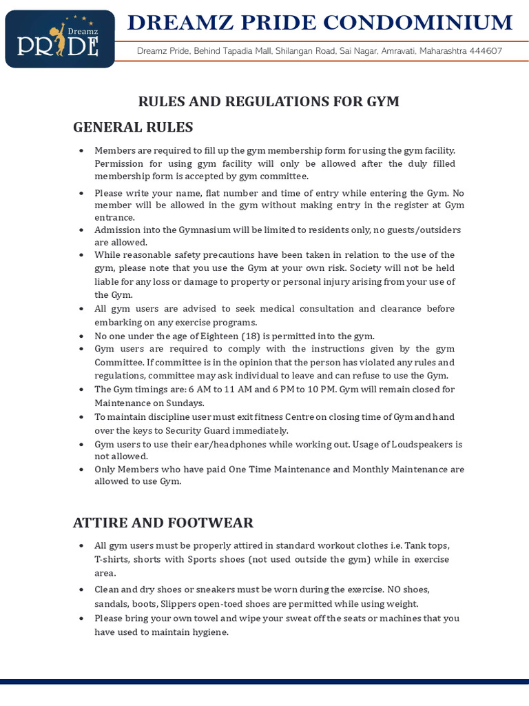 Gym Rules and Membership Guidelines | PDF | Indemnity