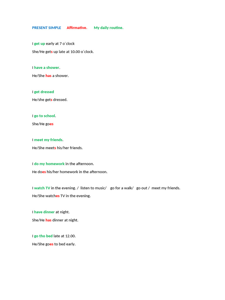 Daily Routine in Present Simple | PDF