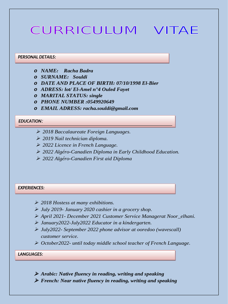 CV Anglais | PDF