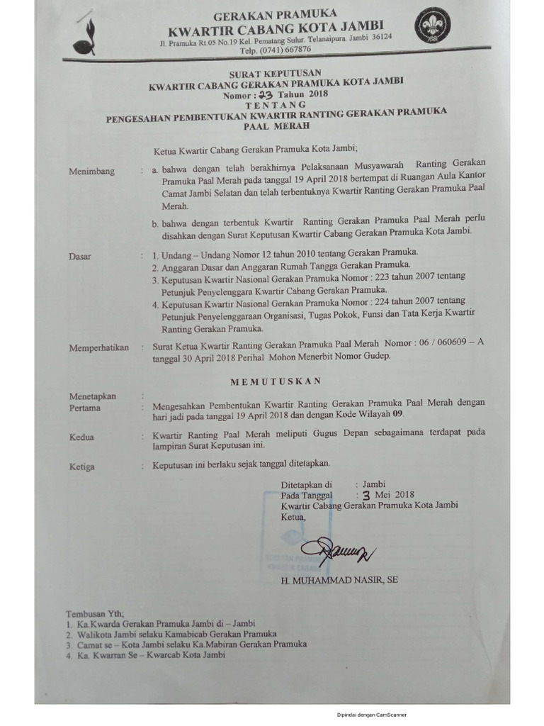 SK No. Gudep Kwarran Paal Merah | PDF