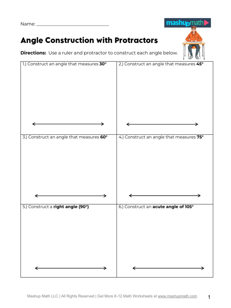 Angle Construction With Protractors (A) | PDF
