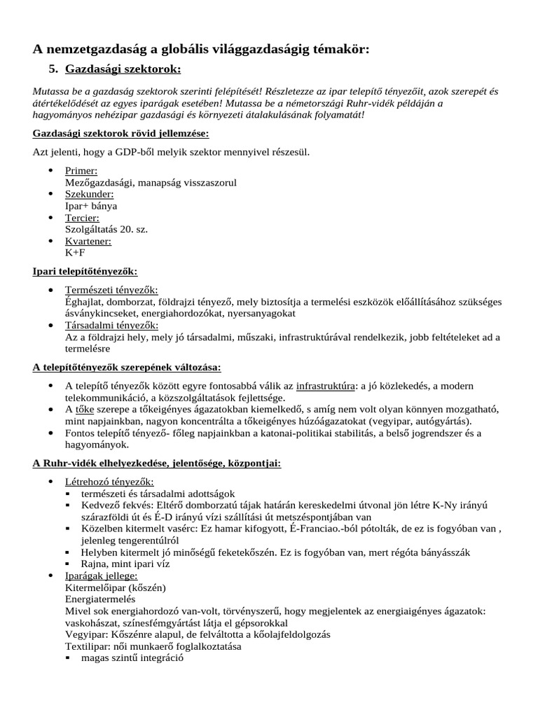 Gazdasági Szektorok B5. | PDF